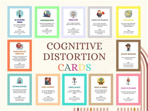 Cognitive Distortion Flash Cards Cbt Therapy Tool Mental Etsy