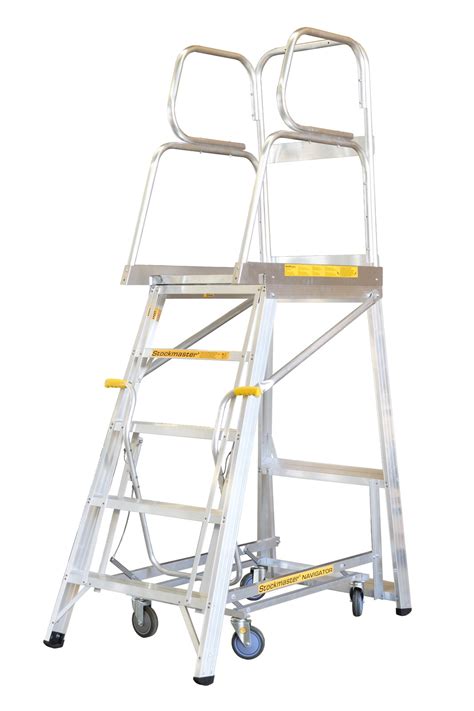 150kg Rated Stockmaster Mobile Work Platform Ladder Navigator 2 8m