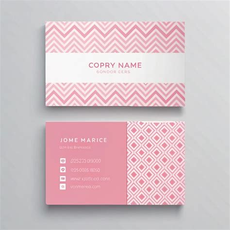 Um cartão de visita rosa e branco com um fundo listrado rosa e branco imagem Premium gerada com IA