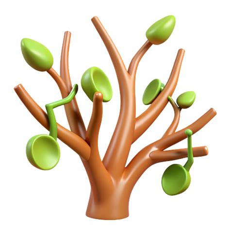 Dramatic Classic 3d Render Cartoon Tree Music Notes Illustration Detailed 57146059 Png