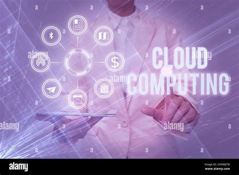 Text Caption Presenting Cloud Computing Word Written On Use A Network Of Remote Servers Hosted