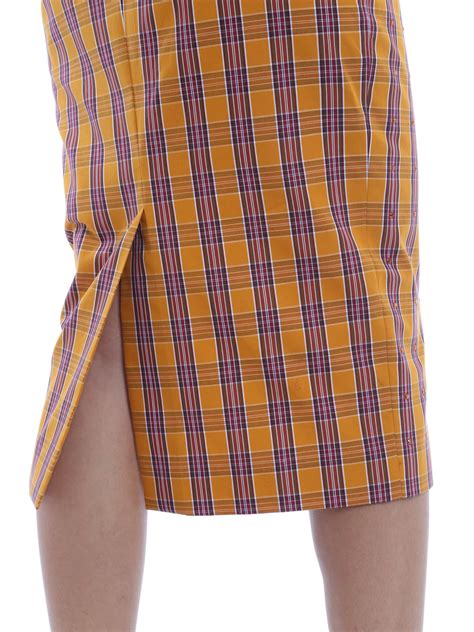 N°21 Tartan Pencil Skirt Orange Women C01310120150