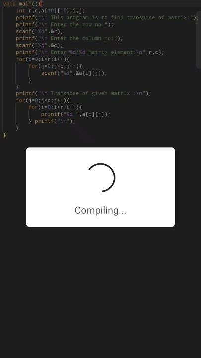 C Program To Find Transpose Of Matrix Youtube