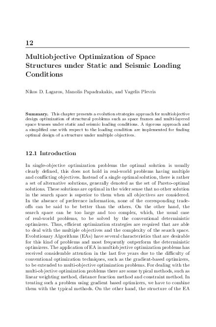 pdf multiobjective optimization of space structures under static and