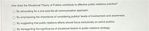 Solved How Does The Situational Theory Of Publics Contribute