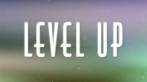 level up text animation over blurred colorful background stock footage