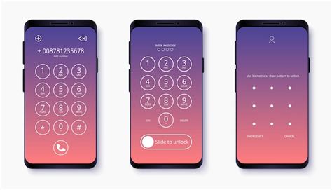 Premium Vector Smartphone With Passcode Lock Screen Interface Use Biometric Or Pattern Pages