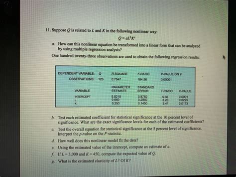 Solved Suppose Q Is Related To L And K In The Following Chegg Com