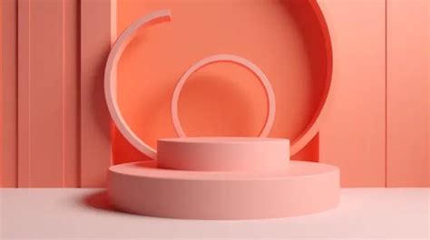 제품 쇼케이스를 위한 원형 배경이 있는 파스텔 오렌지 및 분홍색 3d 연단 분홍색 연단 무대 연단 화장품 연단 배경