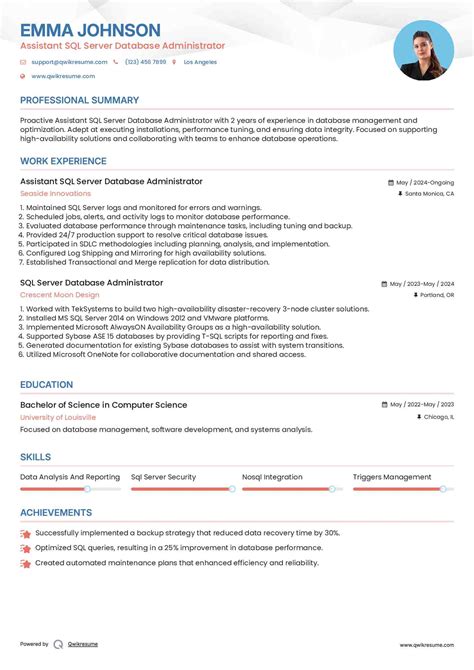10 Sql Server Database Administrator Resume Samples And Templates For 2025