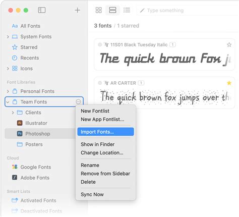 rightfont import fonts to your font library