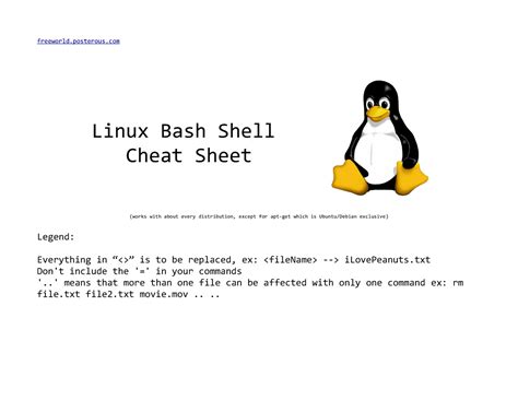 Linux Bash Shell Cheat Sheet Freeworld Posterous Linux Bash Shell