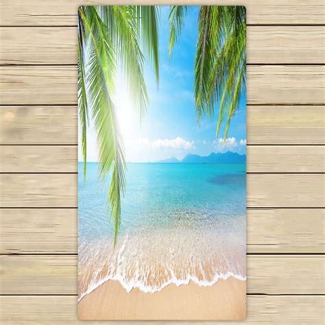 Phfzk Bule Sea Ocean Towel Tropical Beach Palm Tree Hand Towel Bath