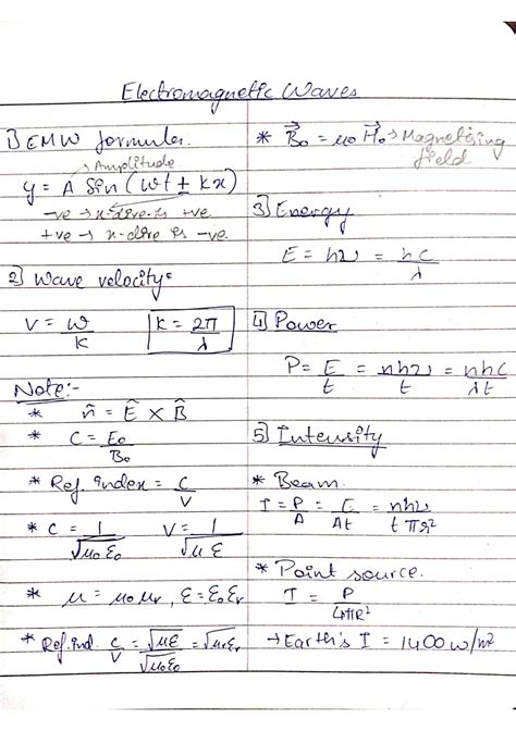 Summary Electromagnetic Waves Formula Chart Cbse Physics Stuvia Us
