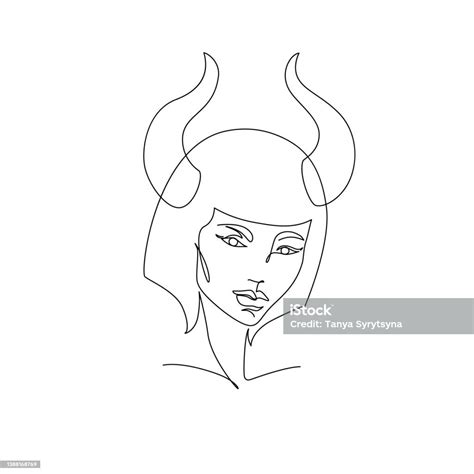 황소 자리 여자 점성술 기호 라인 아트 스타일의 아름다운 소녀 황소자리에 대한 스톡 벡터 아트 및 기타 이미지 황소자리 그래픽 프린트 낙서 드로잉 Istock