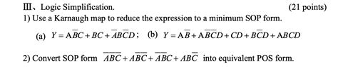Solved A III Logic Simplification Points Use A Chegg Com
