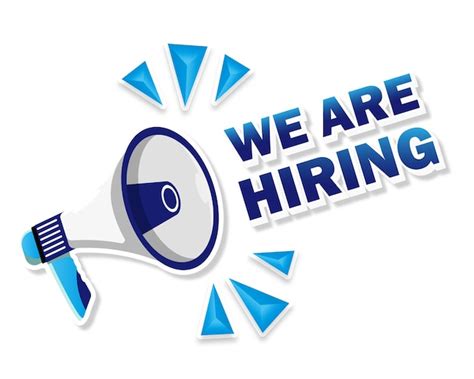 우리는 채용 공석 확성기 아웃소싱 크리에이 티브 직원 템플릿 거품 연설 배너를 고용하고 있습니다 프리미엄 벡터