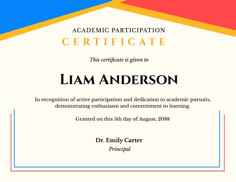 Free Academic Participation Certificate Template To Edit Online