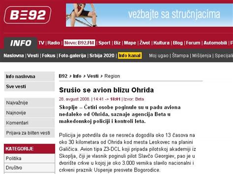 Балканските и светските медиуми ја објавија веста за вчерашната авионска несреќа Портал ТВМ