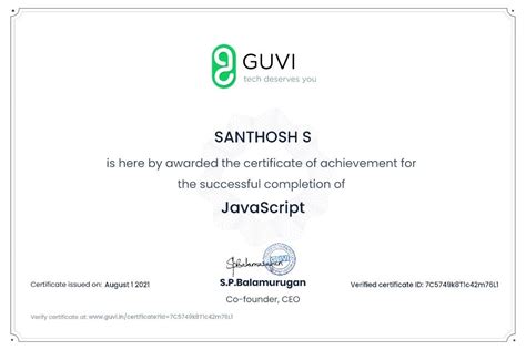 Santhosh S On Linkedin Javascript Certification
