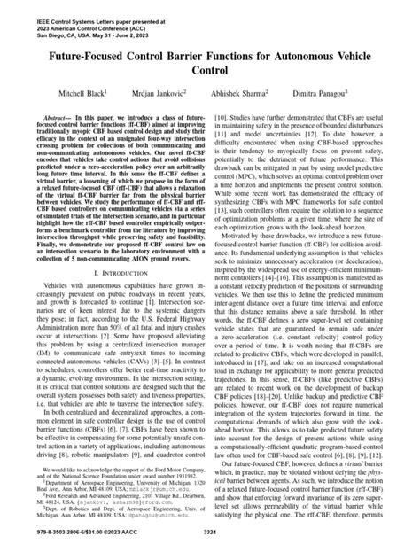 Future Focused Control Barrier Functions For Autonomous Vehicle Control Pdf Function