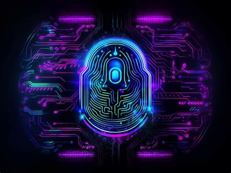 Premium Photo Futuristic Fingerprint Neon Illustration The Concept Of