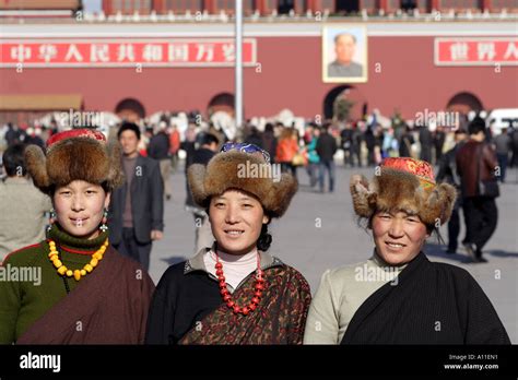 Women From Chamdo In Tibet Photographed In Front Of Forbidden Citys Gate Of Heavenly Peace