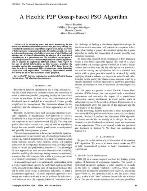 pdf a flexible p2p gossip based pso algorithm