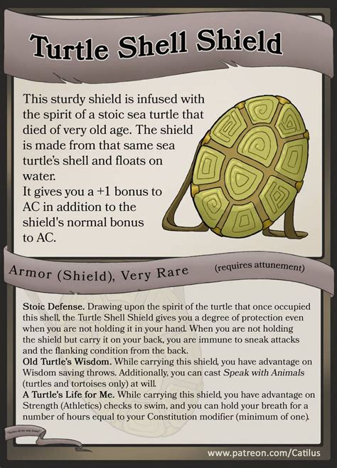 Turtle Shell Shield Roleplay Item Card By Catilus