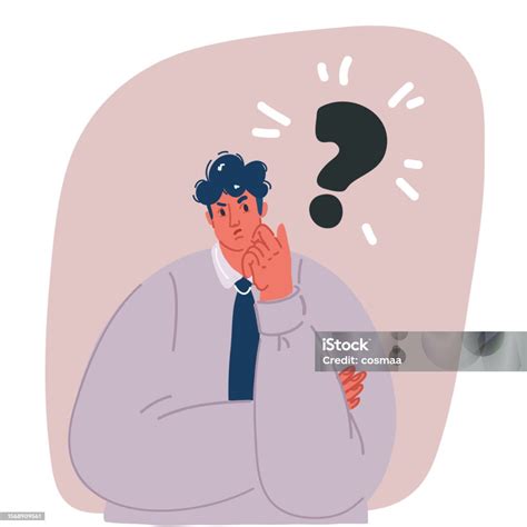 의심하는 남자의 벡터 그림입니다 질문이 있는 똑똑한 사람 기억과 해결책 탐색과 생각 개념 만족스럽지 못한 심각한 걱정 인간 개념에 대한 스톡 벡터 아트 및 기타 이미지