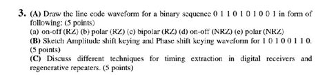 Solved 3 A Draw The Linc Code Waveform For A Binary