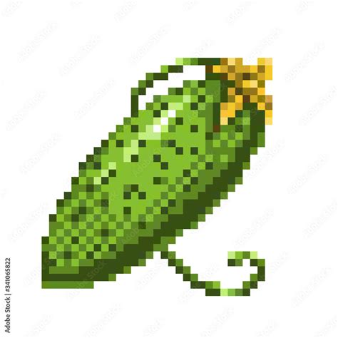 Pixel Art Cucumber Icon 32x32 Vector Illustration Stock Vector Adobe