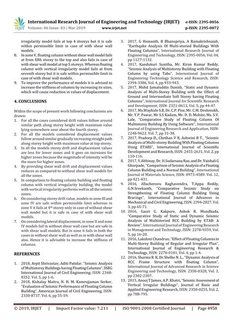 Irjet Seismic Analysis Of Multistorey Buildings With Vertical