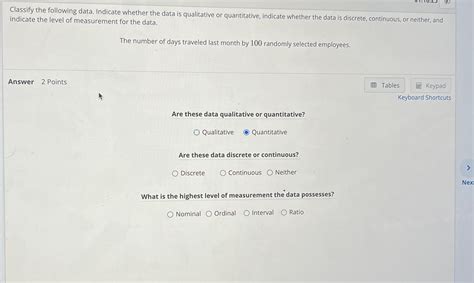 solved classify the following data indicate whether the