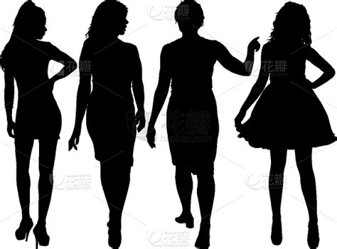 女孩白色自然美时尚成年的头发人女人形状剪影素材 花瓣网