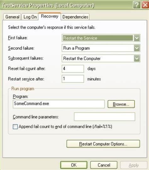 Recovery Option In Windows Service Msix Microsoft Community Hub