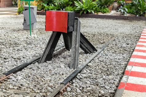 Train Stopper Or Train Bumper Installed On Track For Break Train Stopper For Stop Train Running