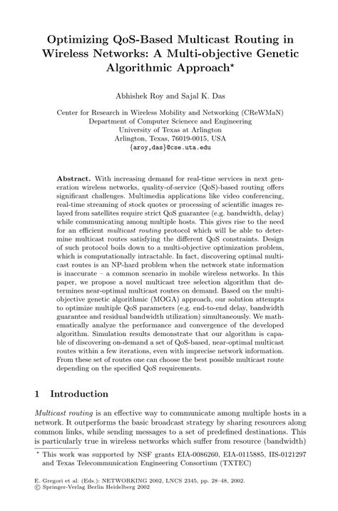 Pdf Optimizing Qos Based Multicast Routing In Wireless Networks A