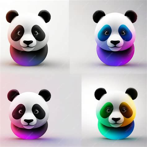 Four Pictures Of Pandas With Different Colors And Shapes Premium Ai Generated Vector