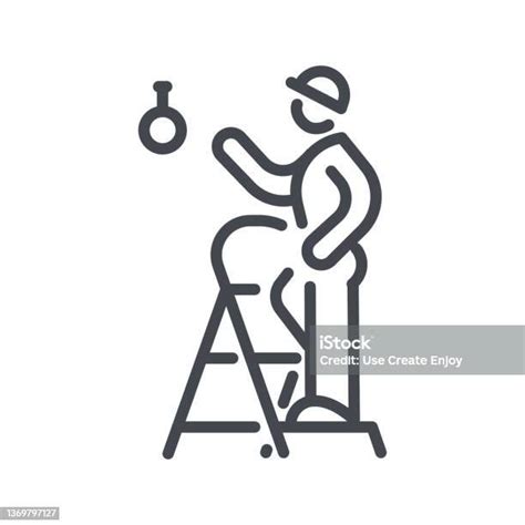 흰색 투명 배경에서 격리된 단계 사다리 선 아이콘 측면 보기입니다 건설 산업에 대한 스톡 벡터 아트 및 기타 이미지 건설