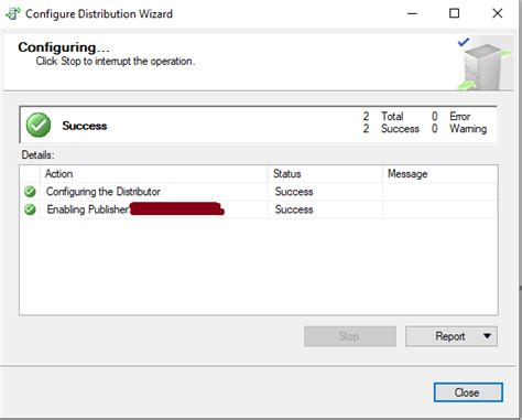 error while creating a distributor database in the process of sql