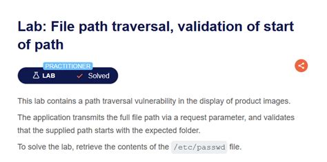 Portswigger Lab File Path Traversal Validation Of Start Of Path By