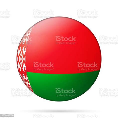 벨라루스의 국기와 유리 빛 공 둥근 구 템플릿 아이콘 벨라루스 국가 상징 흰색 배경에 강조 표시된 광택 사실적 공 3d 추상 벡터 일러스트레이션 큰 거품 3차원 형태에 대한