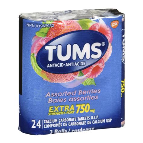 Tums Assorted Berries Extra Strength 750mg Canteen Canada