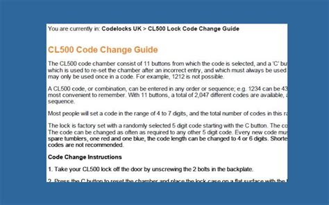 Codelocks CL500 Code Change Certified Locksmiths And Security