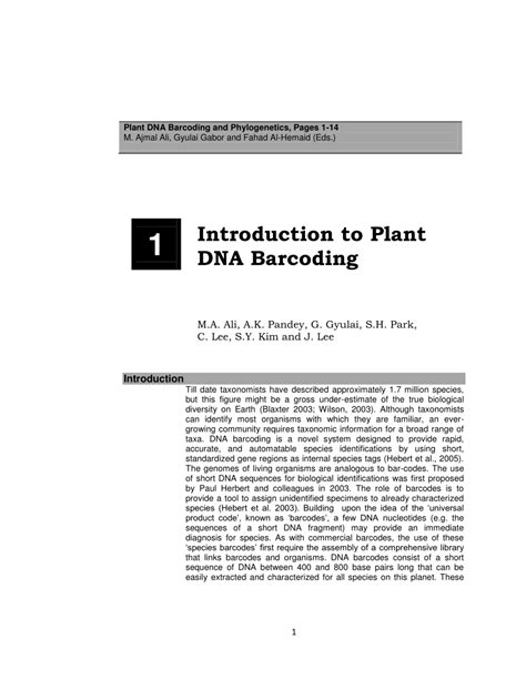 Pdf Introduction To Plant Dna Barcoding