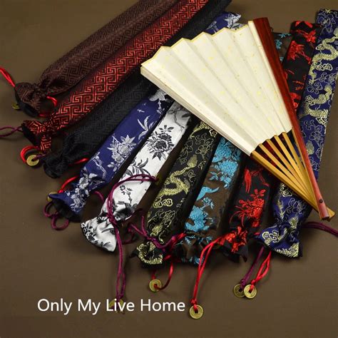 Толстый ручной вентилятор на шнурке украшенный мешочек 10 китайский стиль шелковая парча