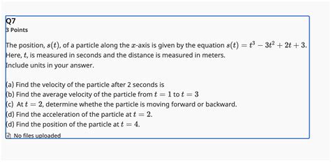solved q7 3 points the position s t of a particle along