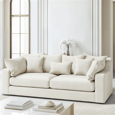 Victoria Cream Velvet Pillow Back Sofa Range Rowen Homes