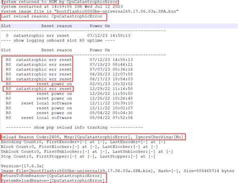 cisco router 8200 last reload reason cpucatastrophicerror cisco